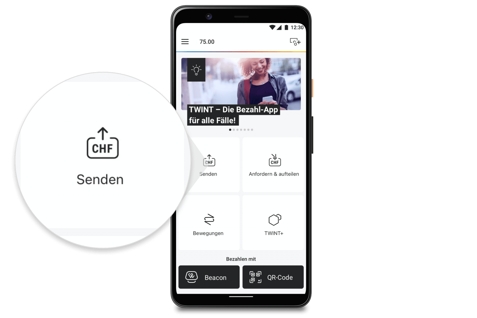 Geld senden und anfordern mit der TWINT App - Unter Freunden twinten