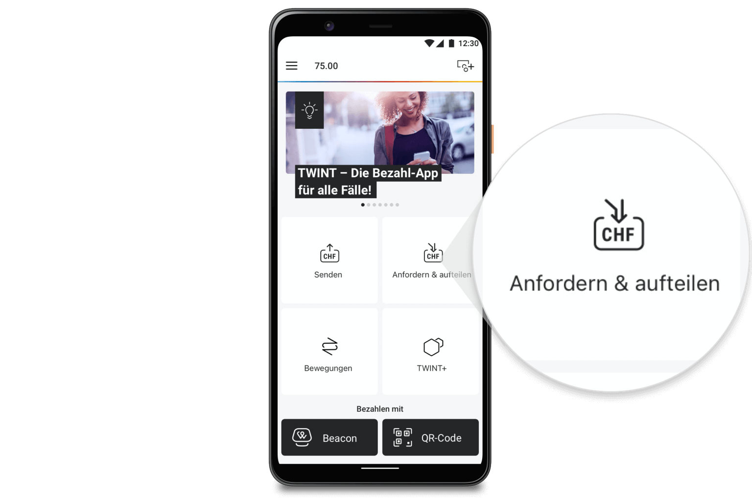 Geld senden und anfordern mit der TWINT App - Unter Freunden twinten