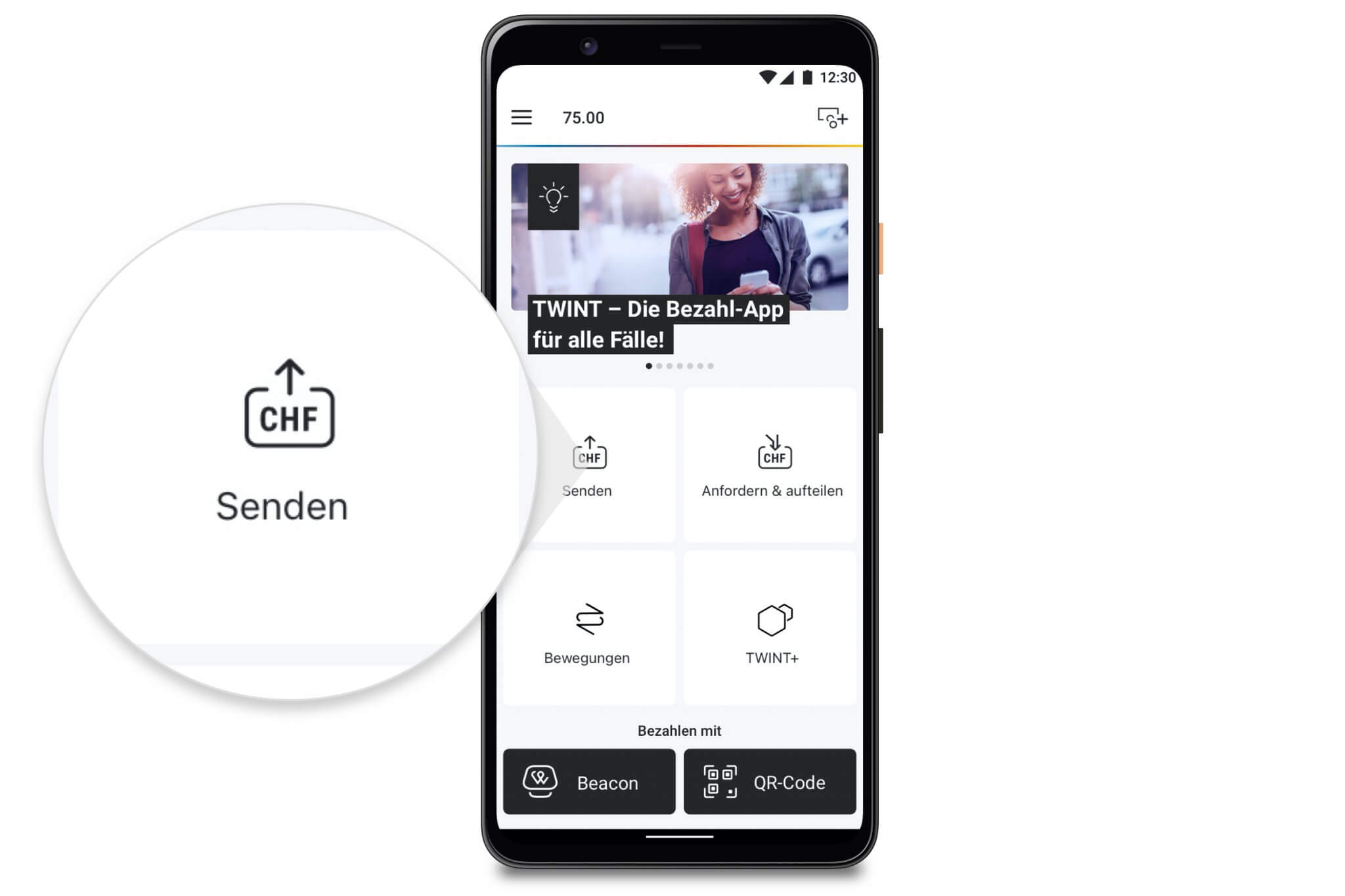 Geld senden und anfordern mit der TWINT App - Unter Freunden twinten