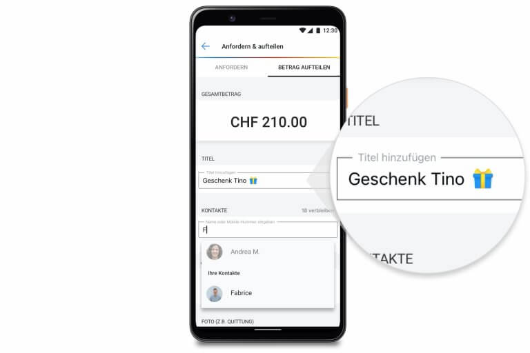 Geld senden und anfordern mit der TWINT App - Unter Freunden twinten
