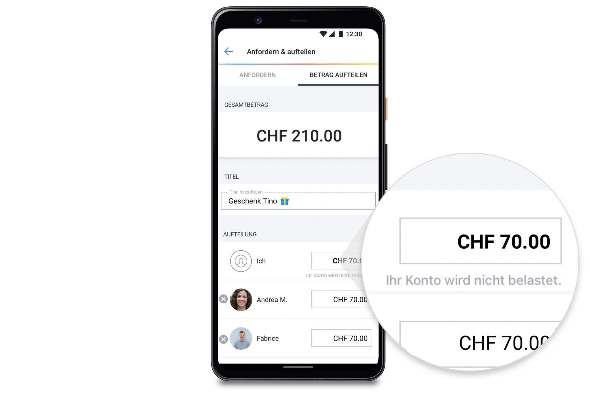 Geld senden und anfordern mit der TWINT App - Unter Freunden twinten