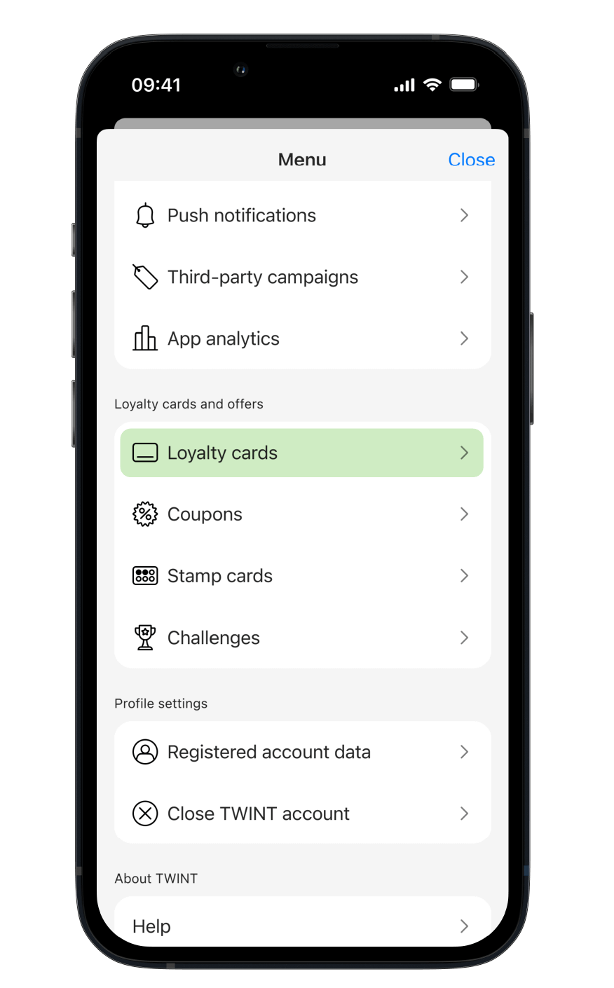 Save your loyalty cards in TWINT » APP