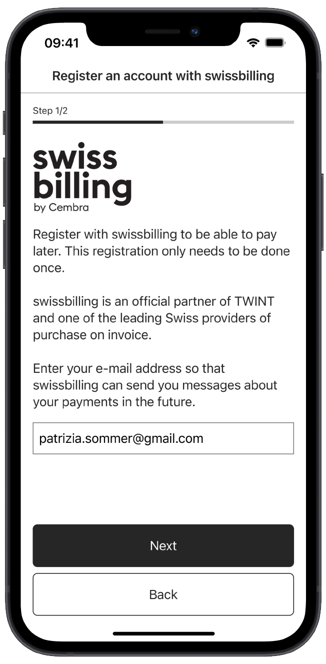 Pay later with TWINT » APP